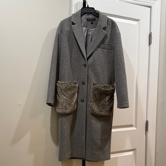 Zara | Jackets & Coats | Zara Trf Wool Blend Coat With Faux Fur Pockets ...